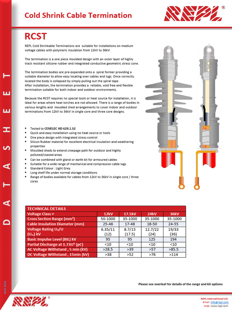 Cold Shrink Terminations for MV Cables | PDF | Insulator (Electricity ...