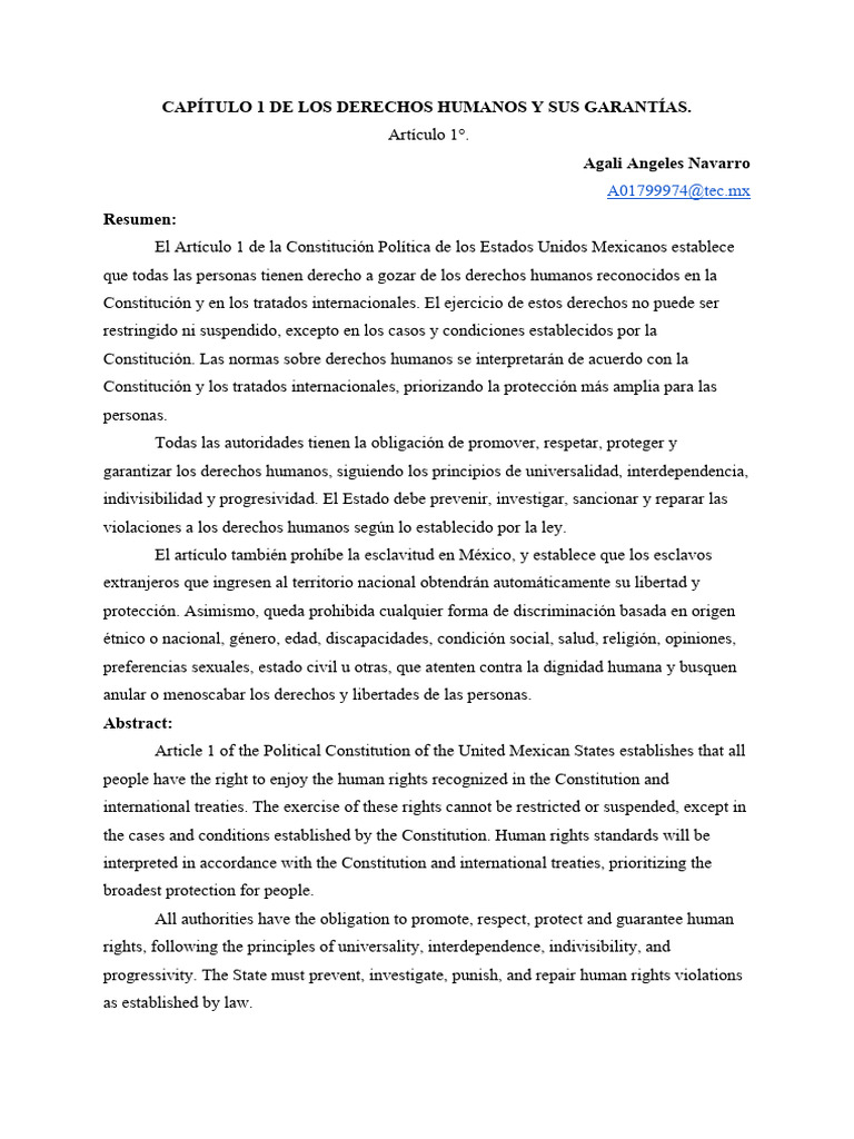 Capítulo 1 De Los Derechos Humanos Y Sus Garantías Pdf Derechos