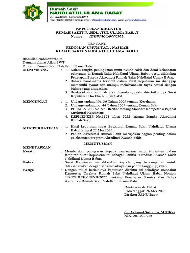 Contoh Format Baku SK | PDF