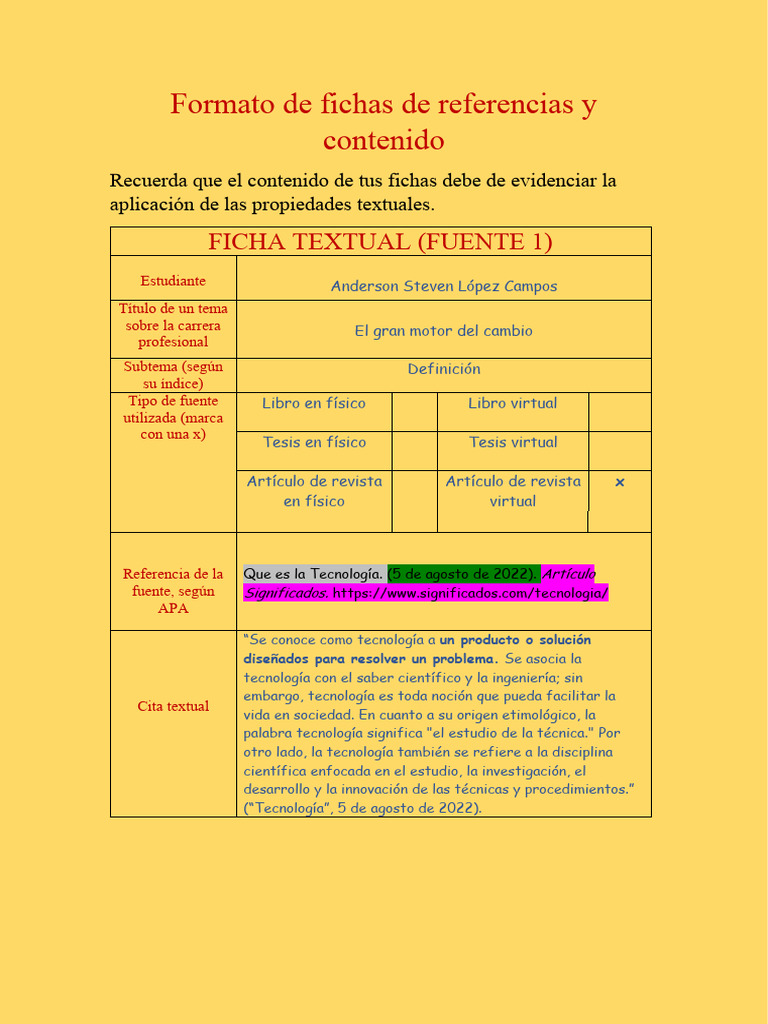 Formato de Fichas de Referencias y Contenido | PDF | Ingeniería | Science