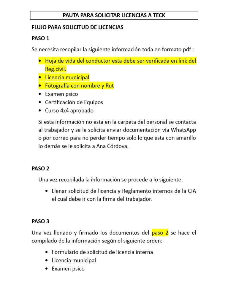 Pauta para Solicitar Licencias A Teck | PDF | Crecimiento personal y profesional