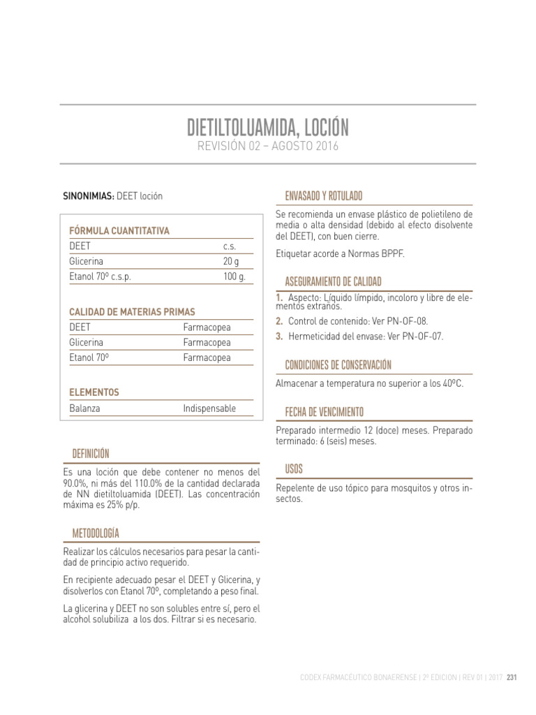 Deet Locion | PDF | Etanol | Medicamentos con receta
