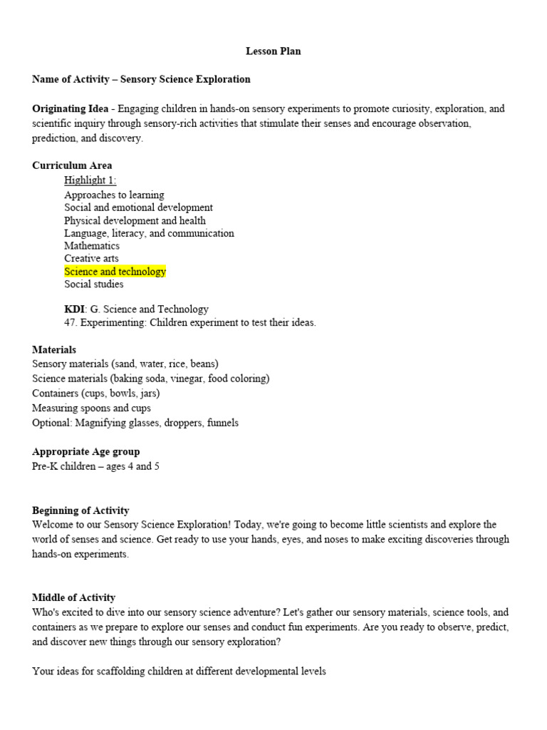 lesson plan s t | PDF | Science | Experiment