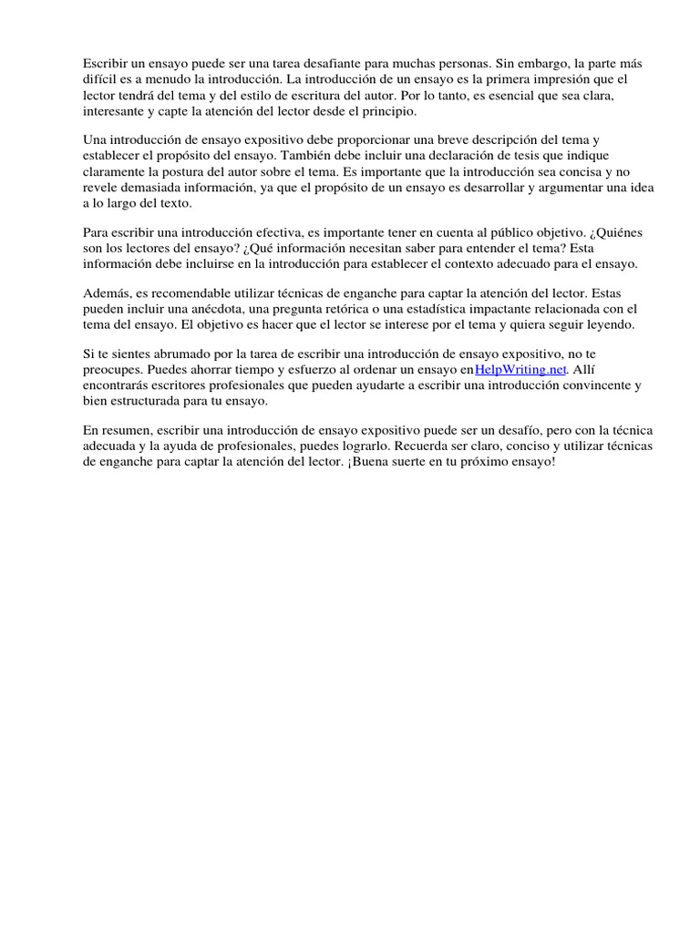 Cómo Escribir Una Introducción de Ensayo Expositivo | PDF | Ensayos ...