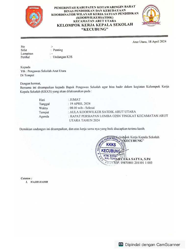 Undangan K3S Untuk Pengawas | PDF