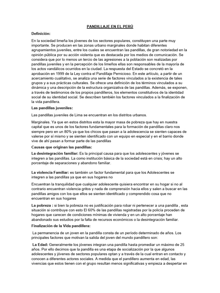 Pandillaje en El Perú | PDF | Pandilla | Lima