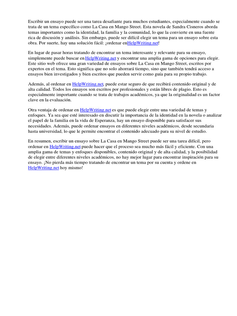Temas Para Ensayos de La Casa en Mango Street | PDF | Vocabulary