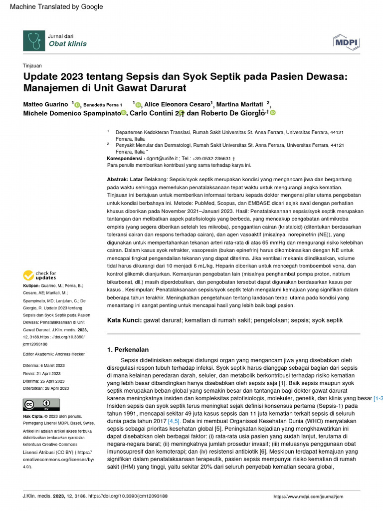 Update Penatalaksanaan Sepsis 2023 | PDF