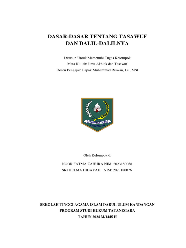MAKALAH Dasar-Dasar Tentang Tasawuf Dan Dalil-Dalilnya | PDF