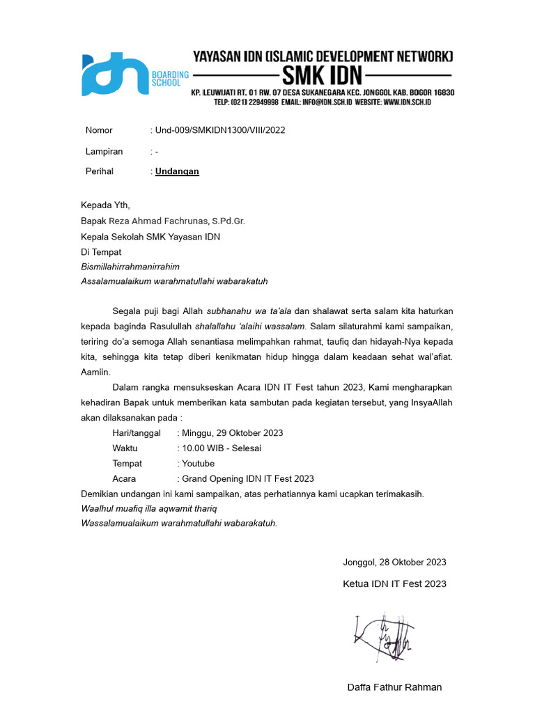 Undangan Grand Opening IDN IT Fest 2023 | PDF