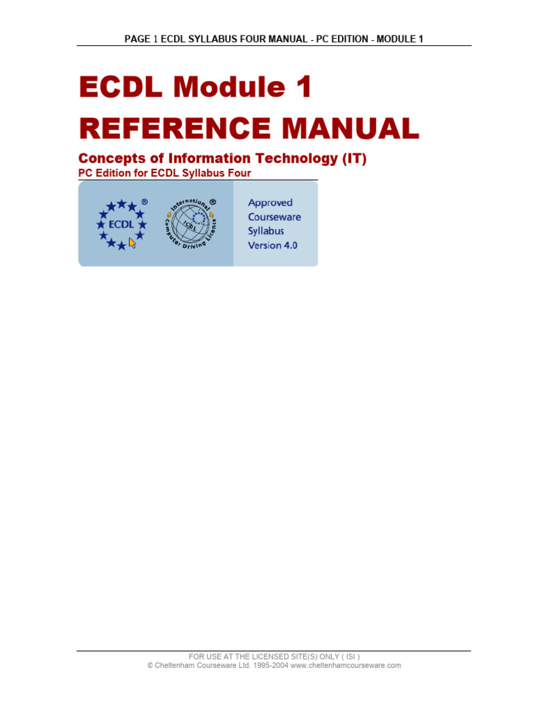 ECDL Module 1 | Download Free PDF | Personal Computers | Floppy Disk
