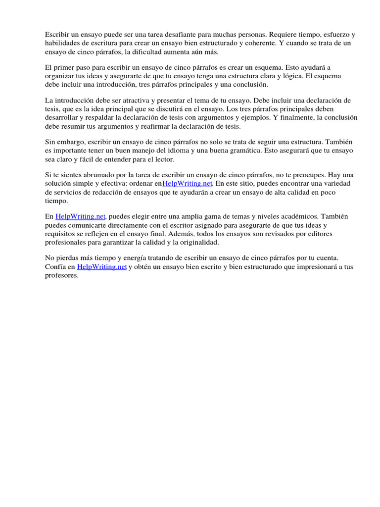 Cómo Escribir Un Ensayo de Cinco Párrafos | PDF | Ensayos ...