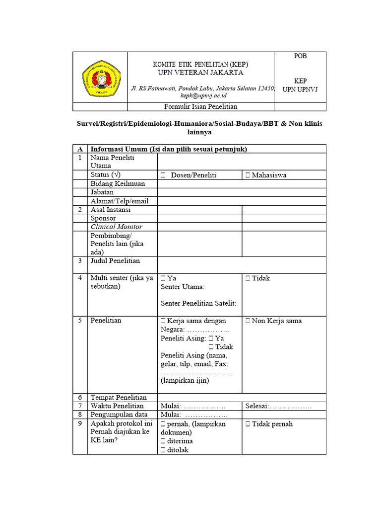 4_Formulir_Isian_Penelitian | PDF