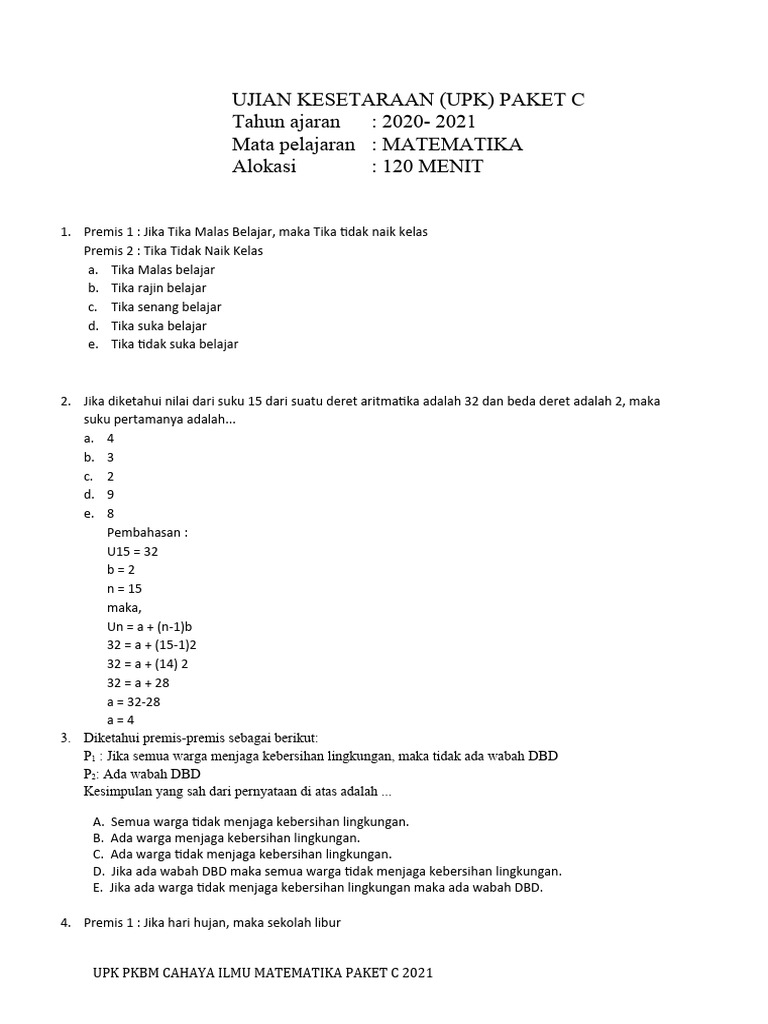 Soal Matematika Paket C | PDF
