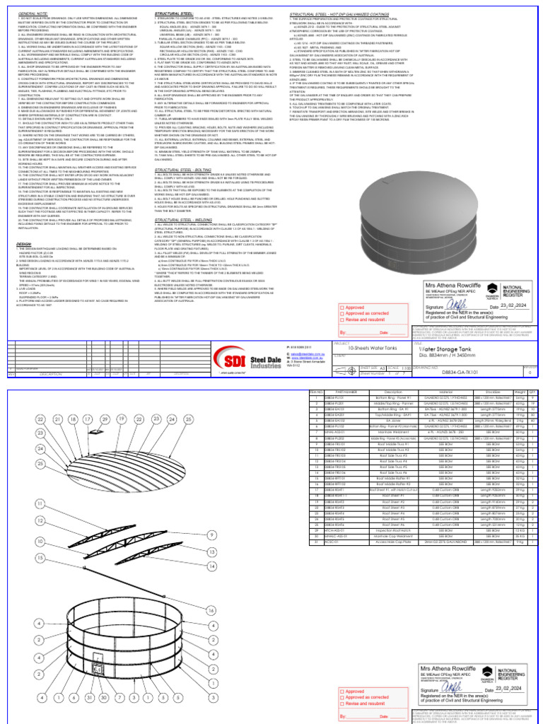 D8834-Ga-Tk101 10-Sheet Tank Ga's (Signed) | PDF | Structural Steel ...