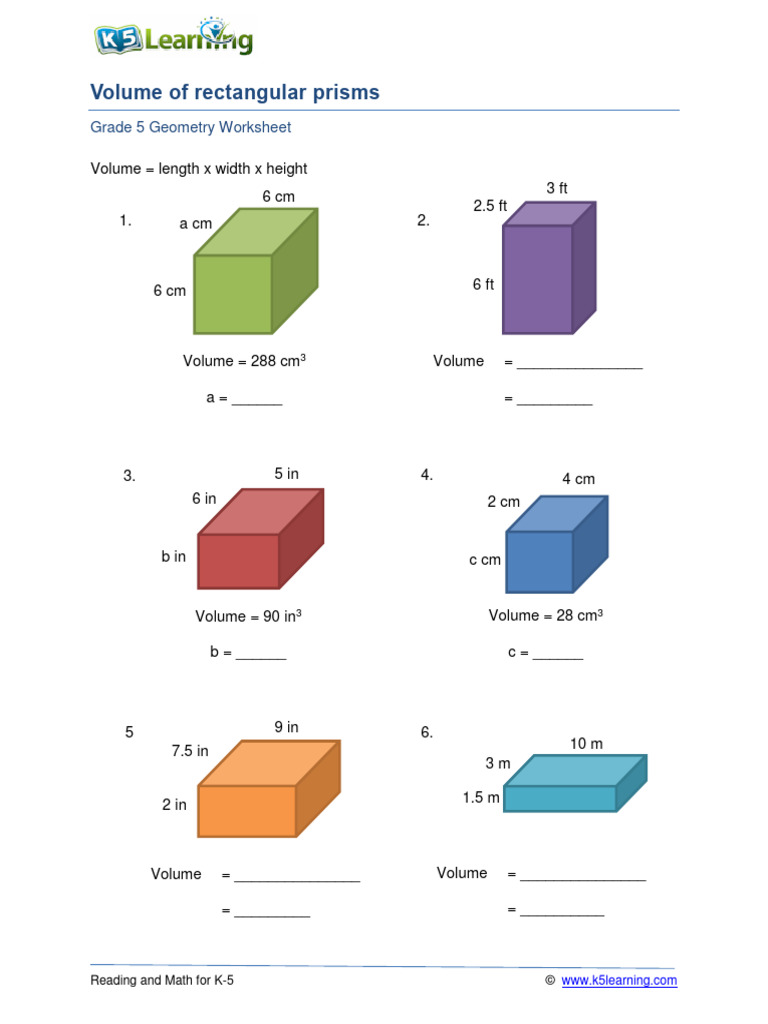 Grade 5 Geometry Rectangular Prism Volume B | PDF