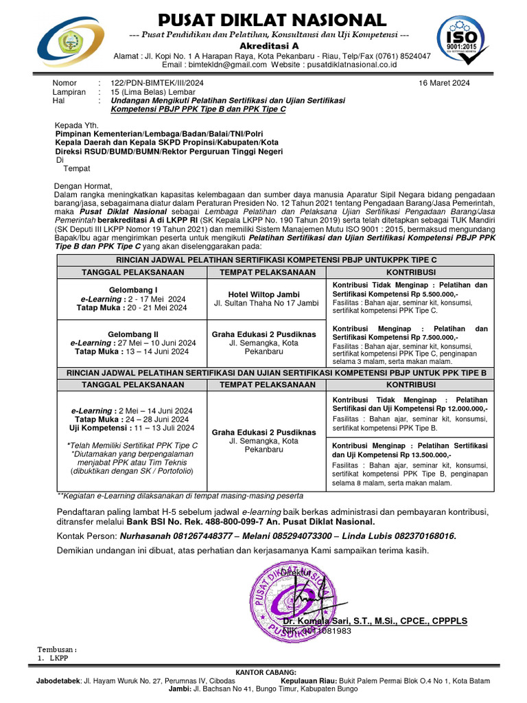 Undangan PPK TIPE B Dan PPK TIPE C April Mei 2024 | PDF