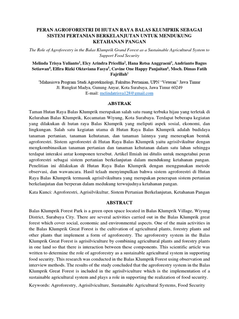 Peran Agroforestri di Hutan Balas Klumprik | PDF | Teknologi & Rekayasa