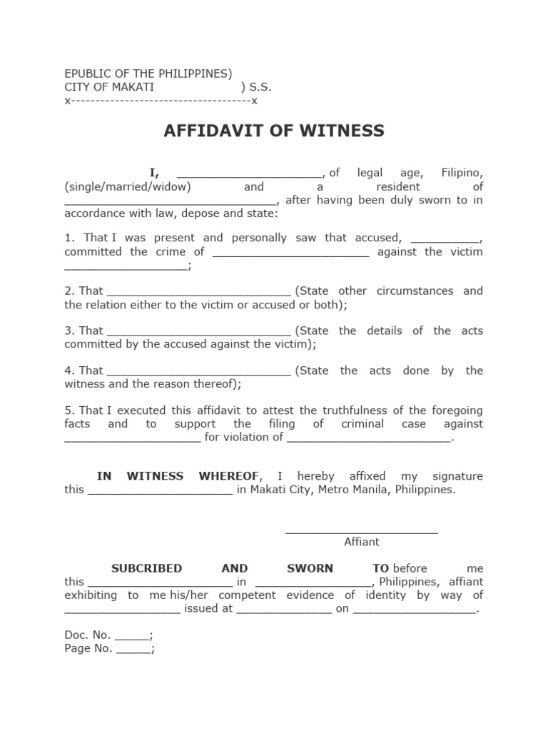 Affidavit of Witness | PDF