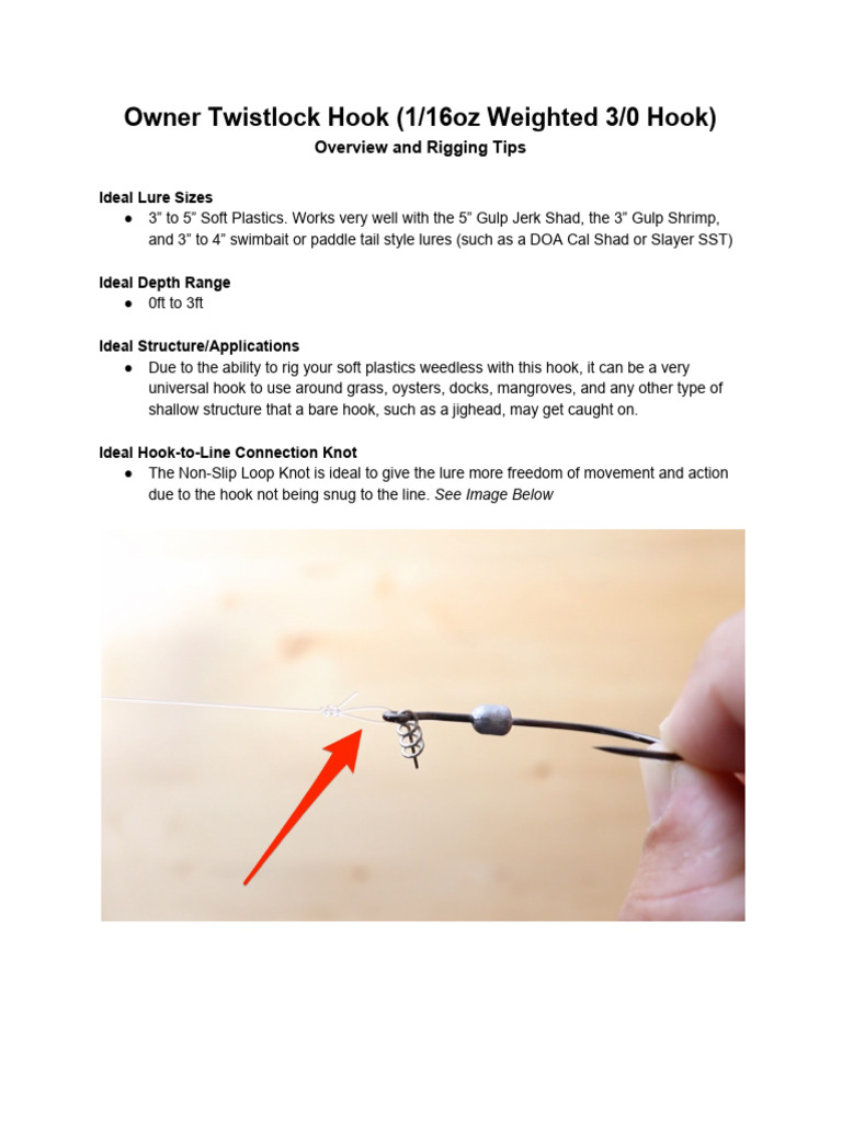 Owner Twistlock Hook 1 - 16oz Weighted 3 - 0 Hook | PDF | Fishing ...