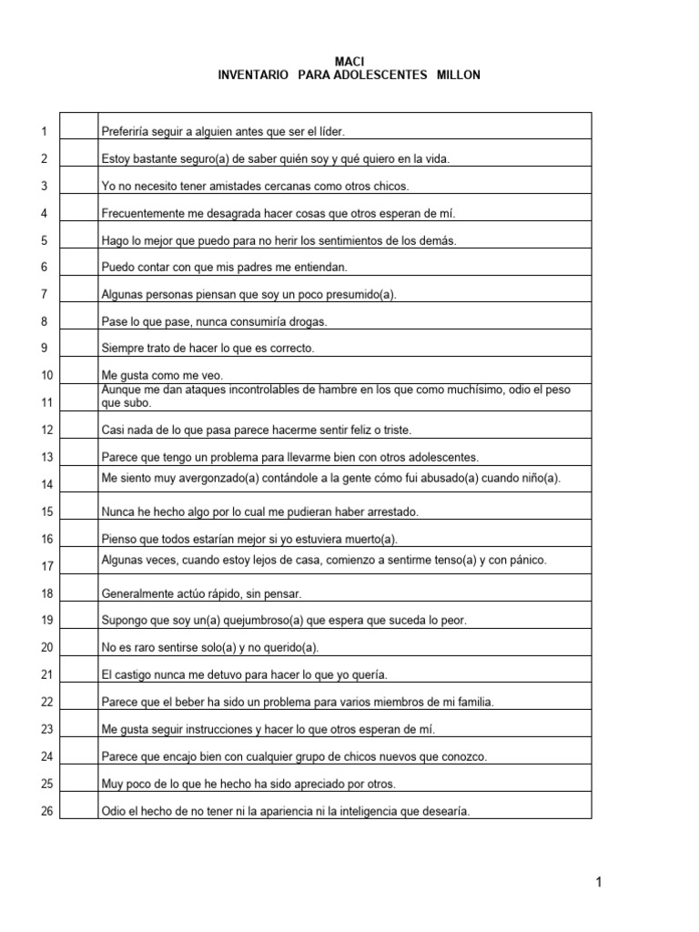 Maci Cuestionario | PDF