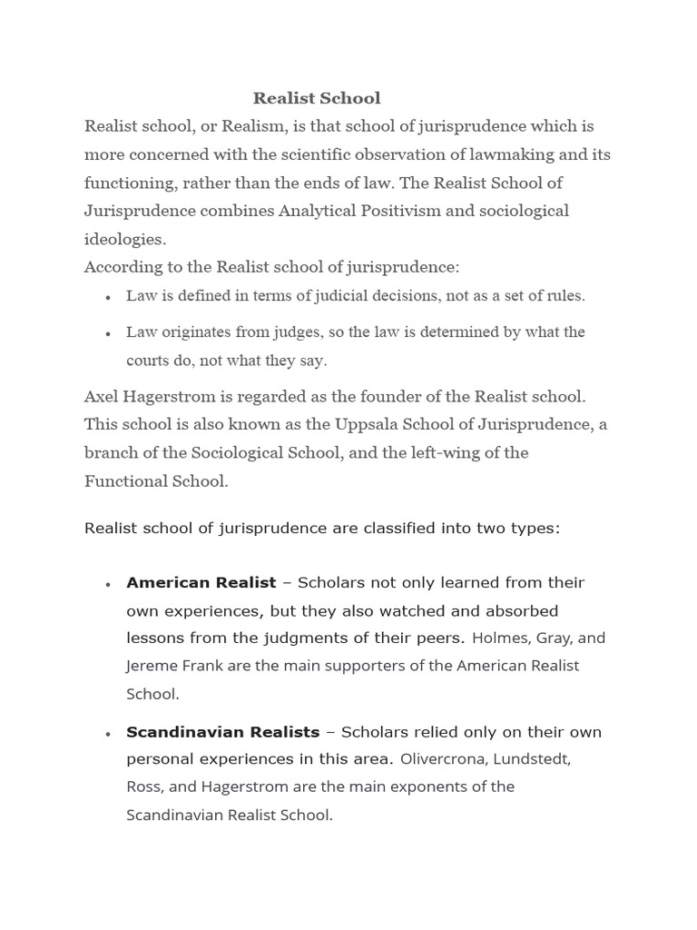 Realist School | PDF | Jurisprudence | Liberal Arts Education