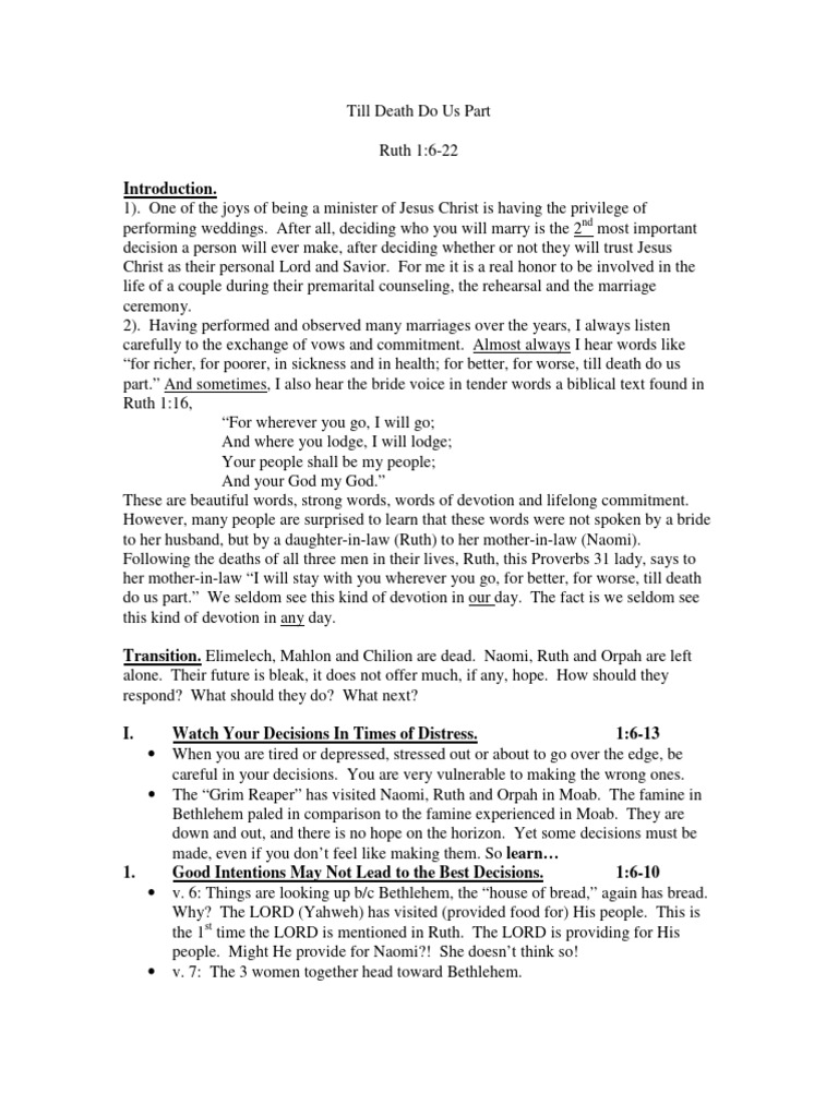 Microsoft Word - Ruth 1.6-22 Sermon | PDF | Ruth (Biblical Figure)