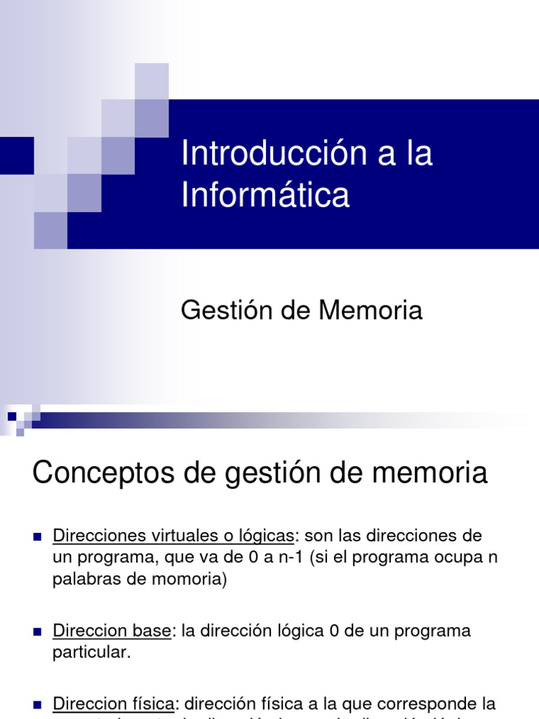 Gestión de Memoria en Informática | PDF | Informática | Ciencias de la ...