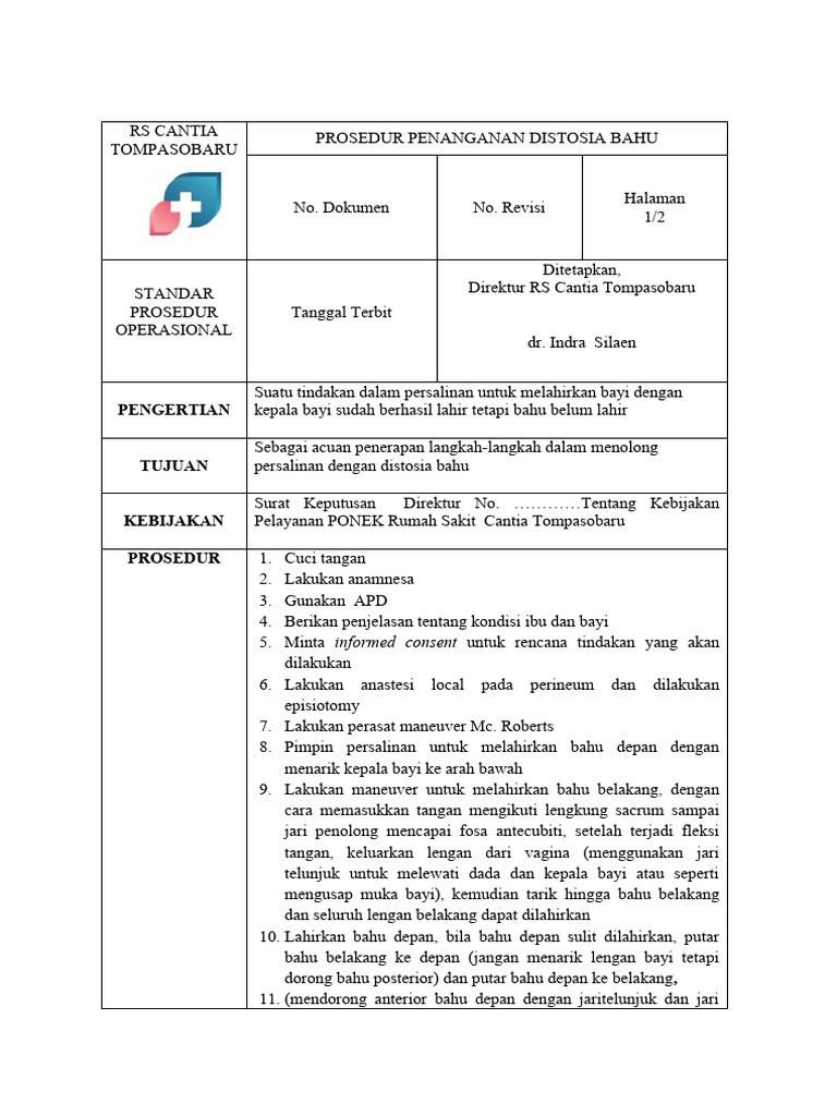 Prosedur Penanganan Distosia Bahu | PDF | Pengembangan Diri | Kesehatan ...