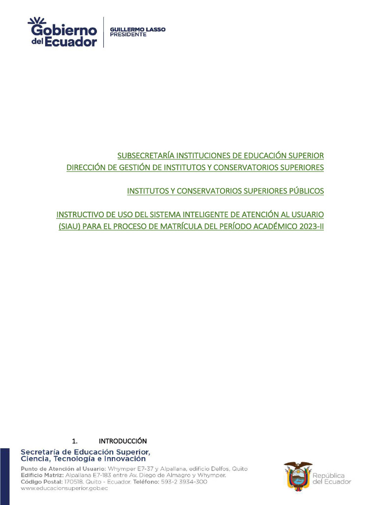 Instructivo SIAU Matrícula 2023-II | PDF | Contraseña | Educación más alta