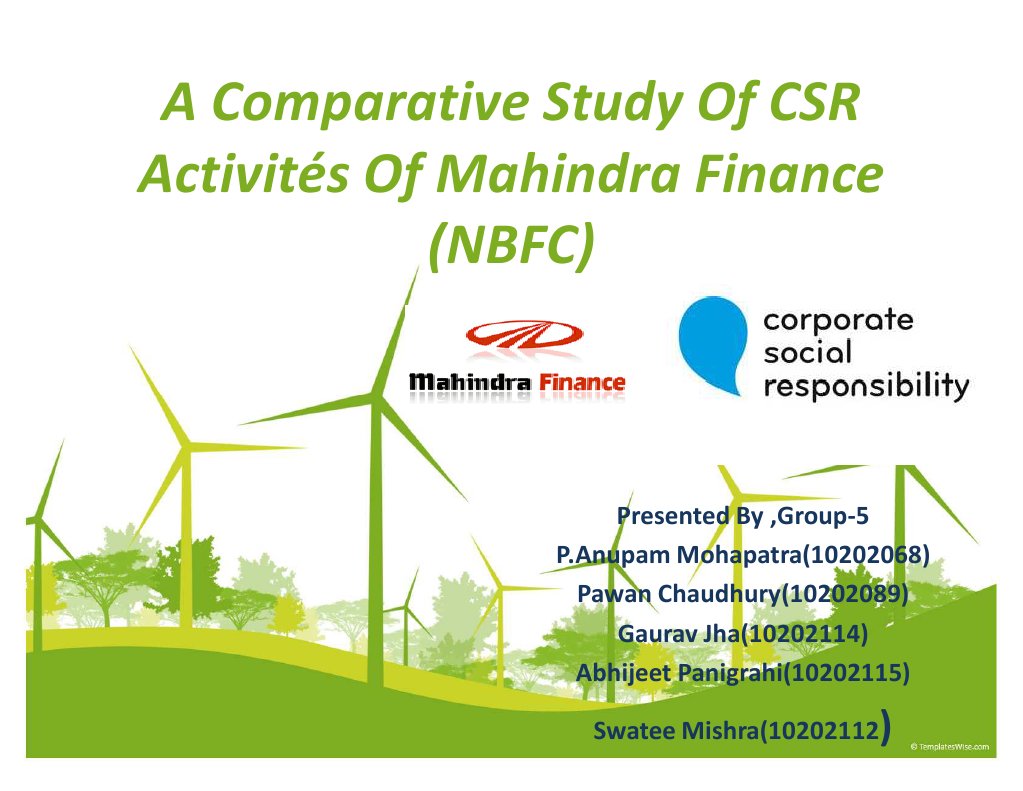 Mahindra Satyam CSR - Group-5, NBFC | PDF | Nature