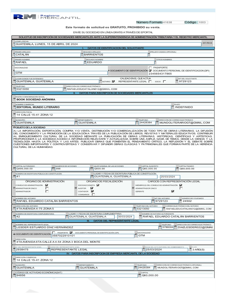 Inscripción de Sociedades Mercantiles | PDF | Guatemala | Impuestos