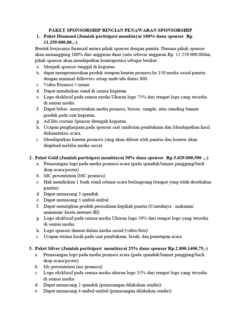 Paket Sponsorship Event 2023 | PDF | Bisnis