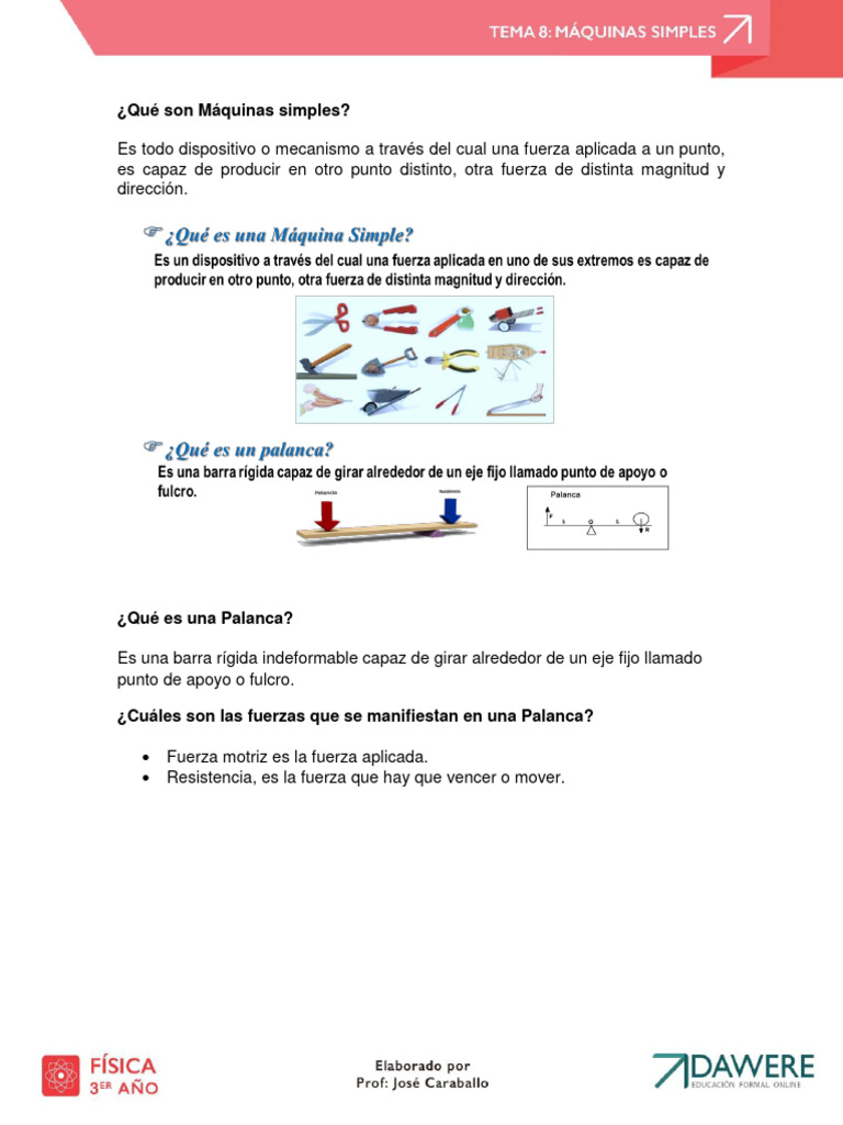 Tema 8 - Maquinas Simples - FÍSICA | PDF | Ciencia y matemáticas | Historia