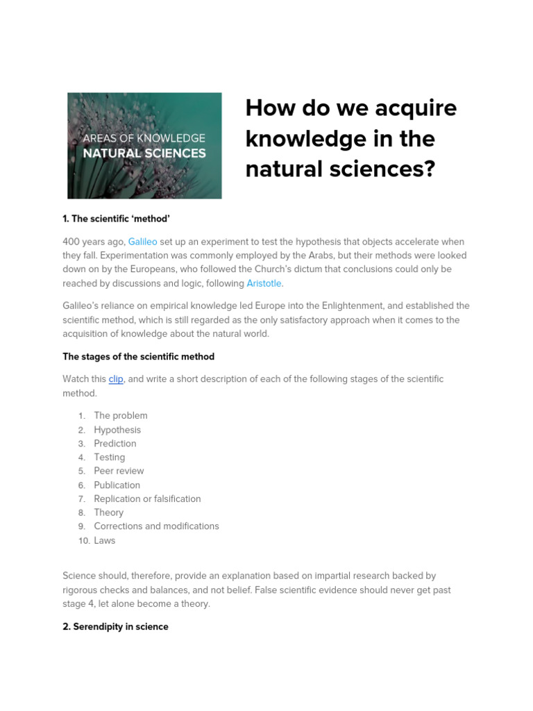 How Do We Acquire Knowledge in The Natural Sciences | PDF ...