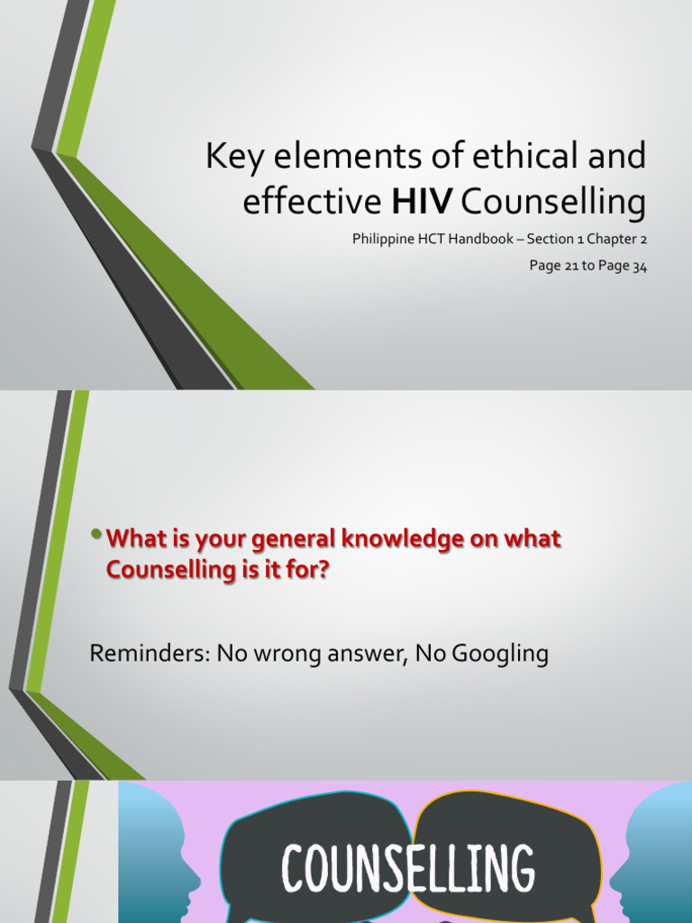 Ethical HIV Counselling Essentials | PDF | Psychotherapy | Nonverbal ...