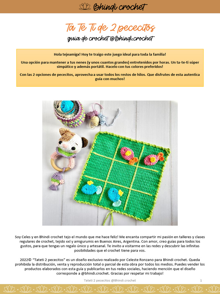 REGALO! TaTeTi Con 2 Pececitos Por Bhindi Crochet | PDF