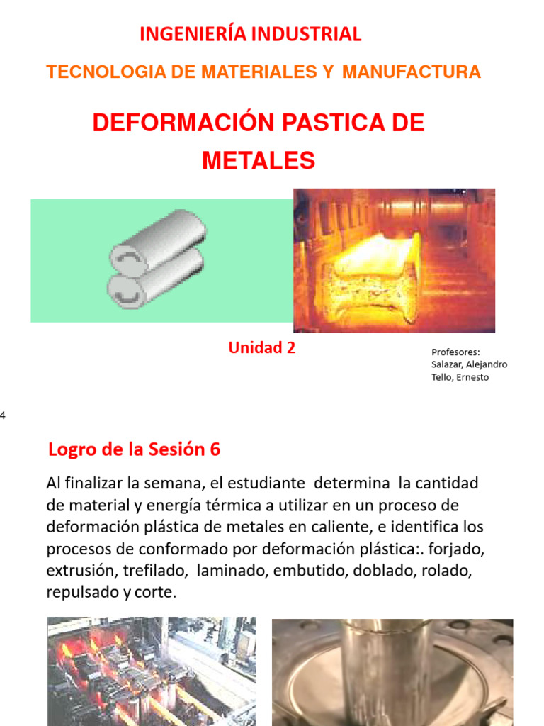 Unid-2 Deformación Plástica de Metales | PDF | Deformación (ingeniería) | Laminado (metalmecánica)