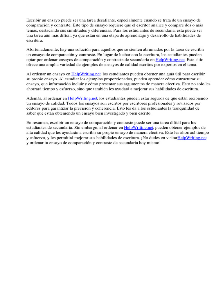 Ejemplos de Ensayos de Comparación y Contraste de Secundaria | PDF ...