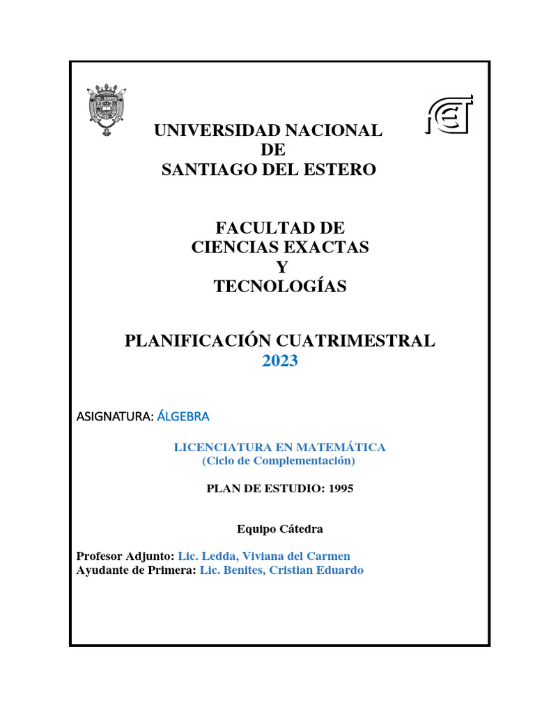 Planificacion Álgebra-LM CC 2023 | PDF | Módulo (Matemáticas) | Matriz ...