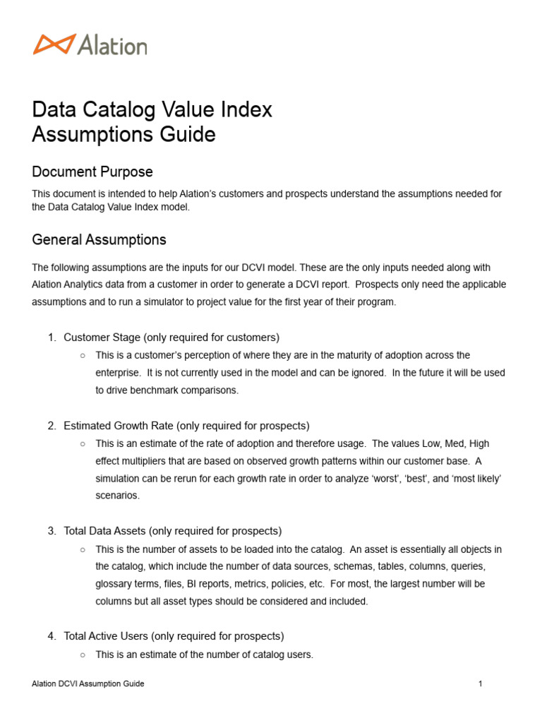 DCVI Assumptions Guide | PDF | Data | Metadata