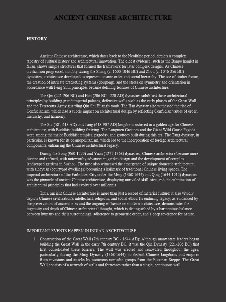 ANCIENT CHINESE ARCHITECTURE | PDF | History Of China | China