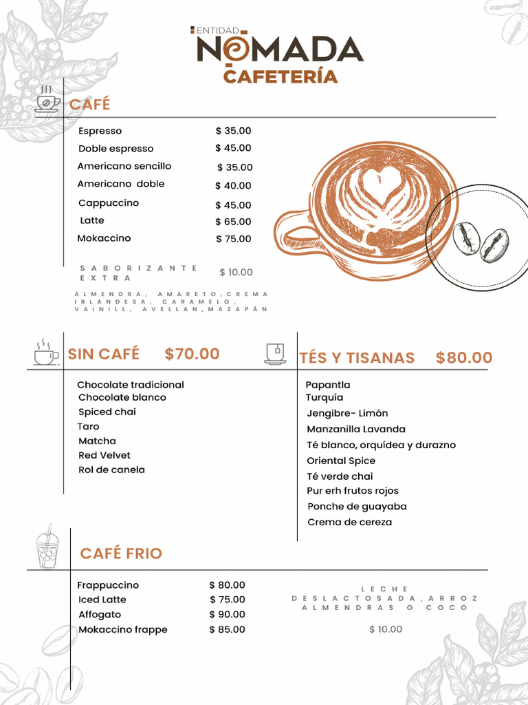 Cafe Menu NOMADA | PDF