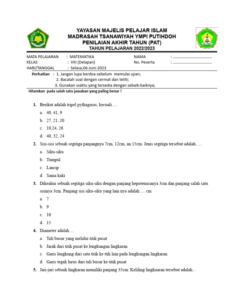 Pat MTK Kls. 8 | PDF