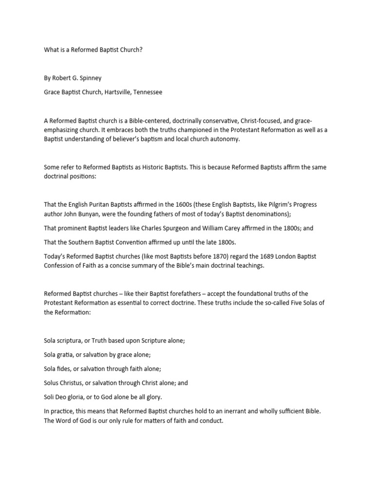 What is a Reformed Baptist Church | PDF | Calvinism | Baptists