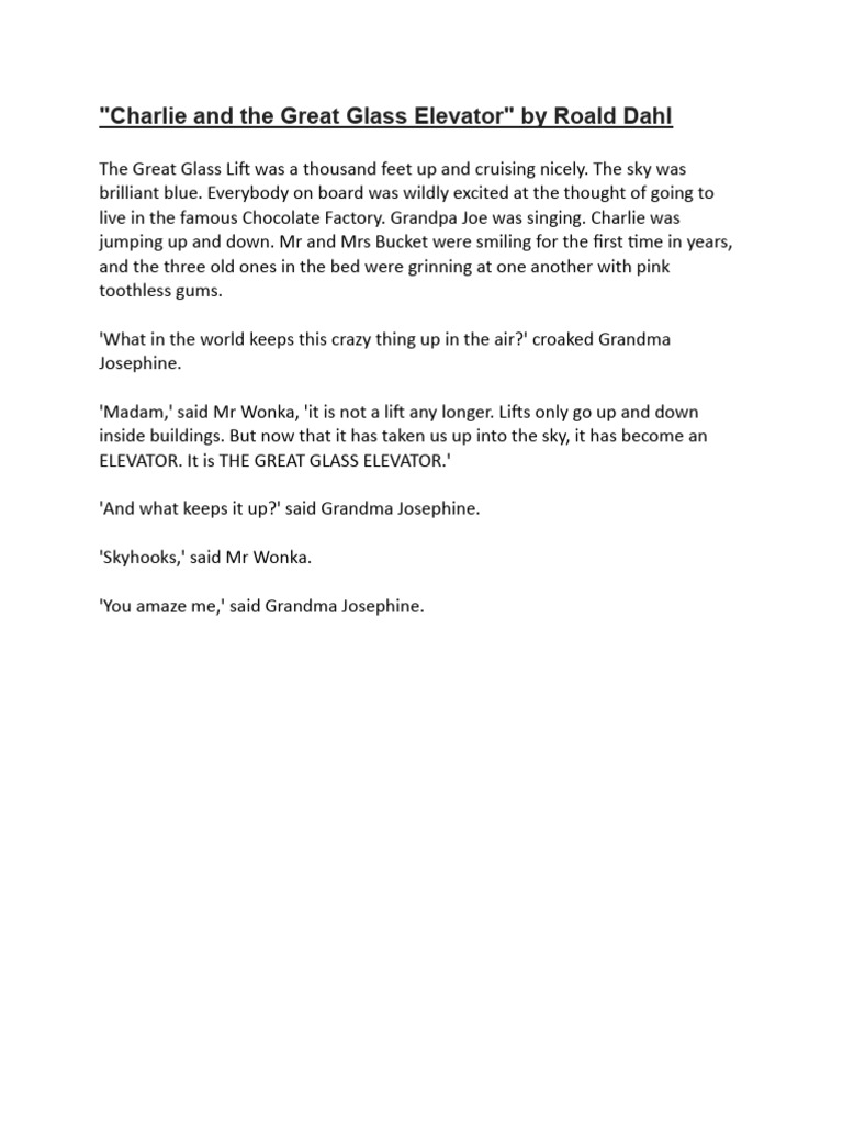 Charlie and The Great Glass Elevator | PDF