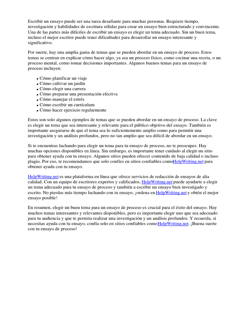 Buenos Temas para Un Ensayo de Proceso | Descargar gratis PDF | Ensayos ...