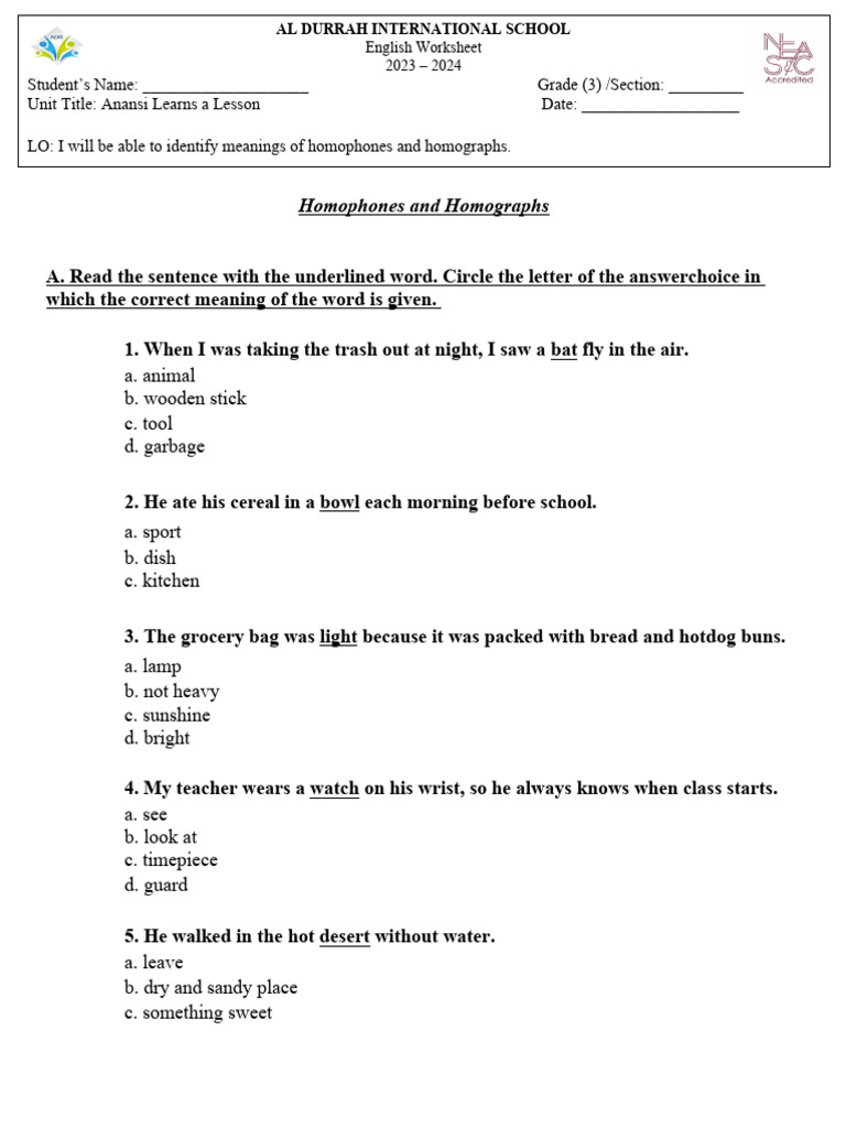 Understanding Homophones and Homographs | PDF | Foreign Language ...
