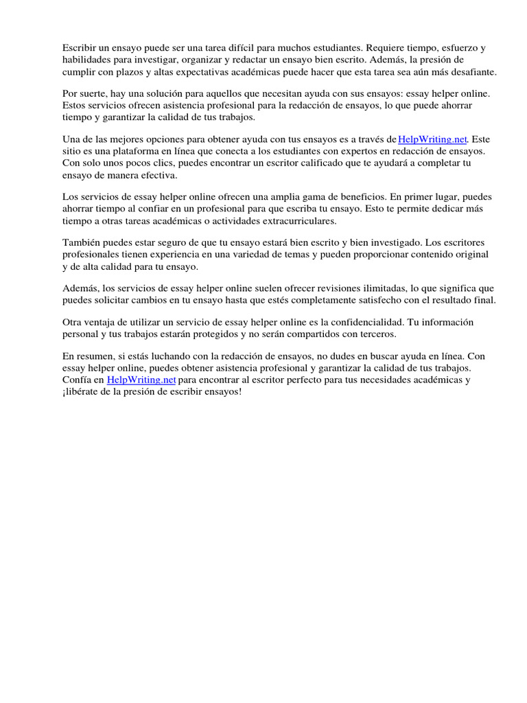 Essay Helper Online - La Mejor Opción para Obtener Ayuda Con Tus ...