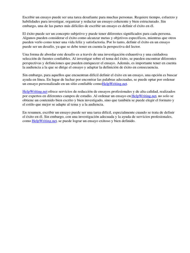 Cómo Definir El Éxito en Un Ensayo | PDF | Ensayos | Las artes